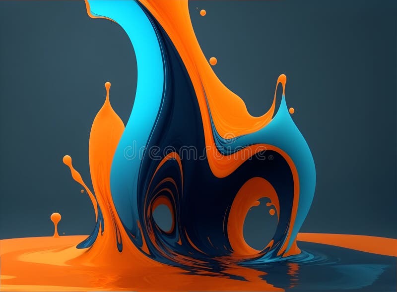 Abstract Liquid Shape, Fluid Design. Isolated Gradient Waves with ...