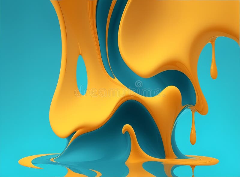 Abstract Liquid Shape, Fluid Design. Isolated Gradient Waves with ...
