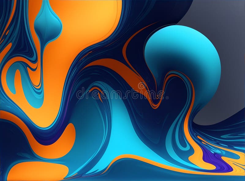 Abstract Liquid Shape, Fluid Design. Isolated Gradient Waves with ...