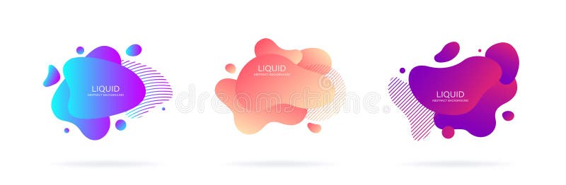 Abstract Liquid Shape. Set of Modern Graphic Elements. Fluid Dynamical ...
