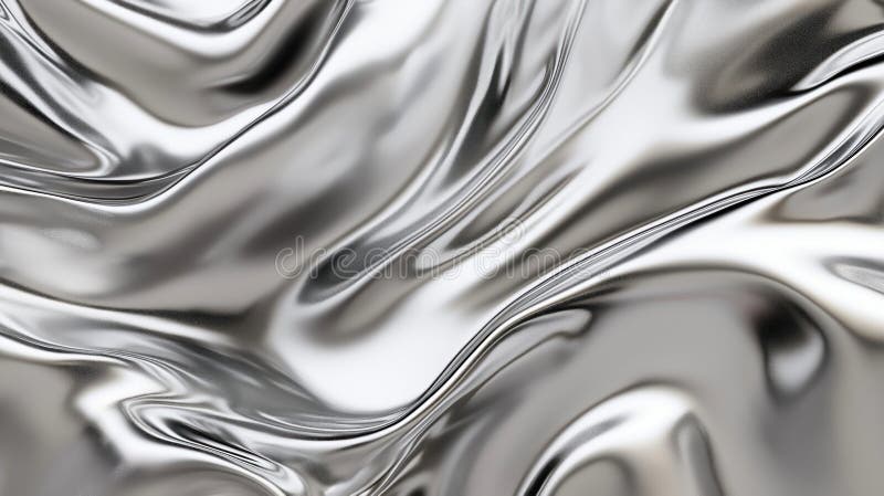 Abstract Liquid Silver Surface with Organic Shapes, Flowing Movement ...