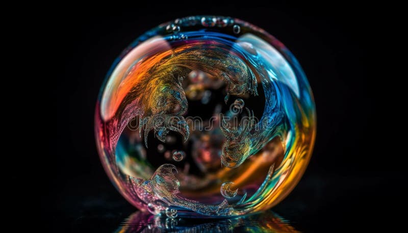 Abstract Liquid Sphere Reflects Bright Multi Colored Celebration in ...