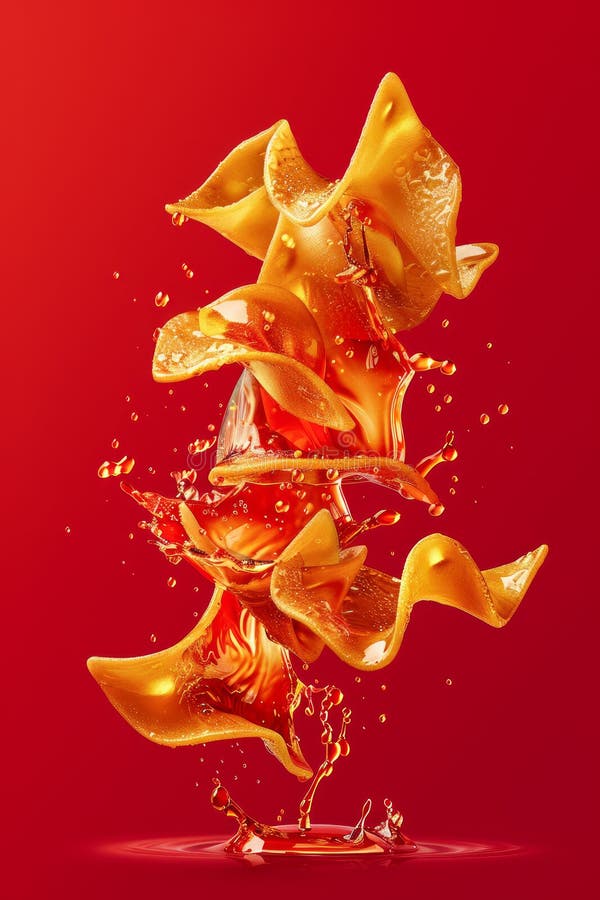 Abstract Liquid Splash Artistic Display in Vibrant Red Background ...