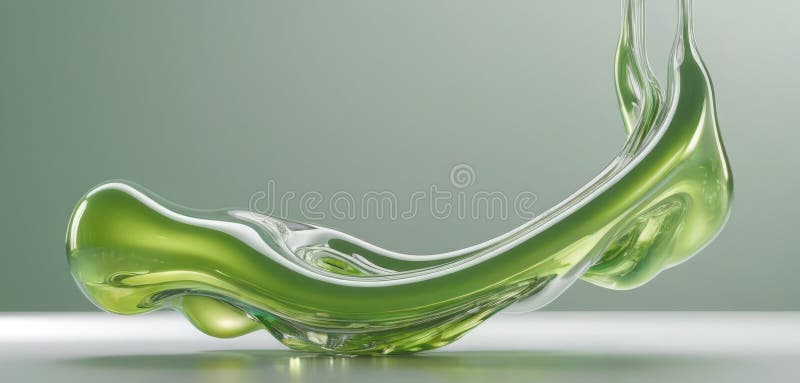 Abstract Liquid Splash Chrome Figure with Green Highlights Stock ...
