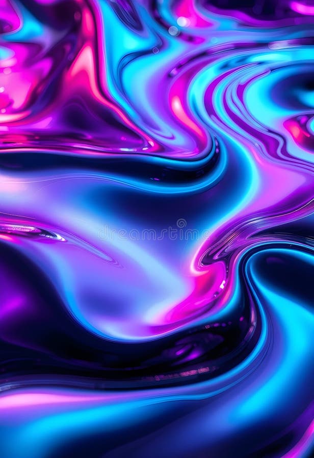 Abstract Liquid Swirls of Neon Pink and Blue Stock Illustration ...