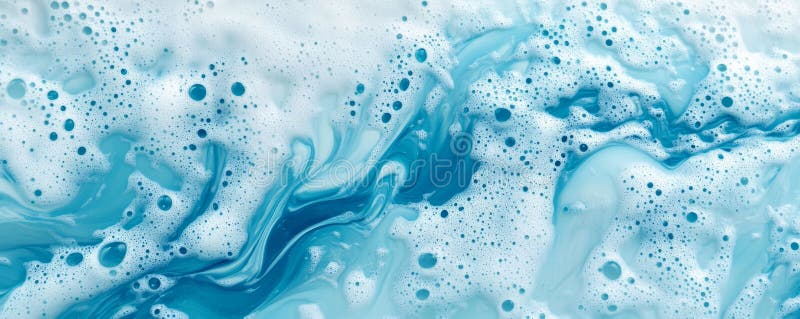 Abstract Liquid Texture with Blue and White Bubbles Stock Image - Image ...
