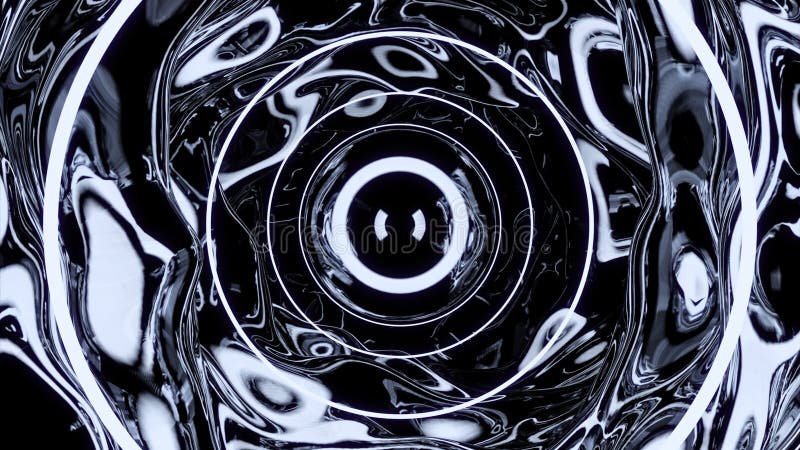 Abstract Liquid Vortex and Hypnotic Motion of Concentric Rings. Design. Endless Tunnel Effect of ...