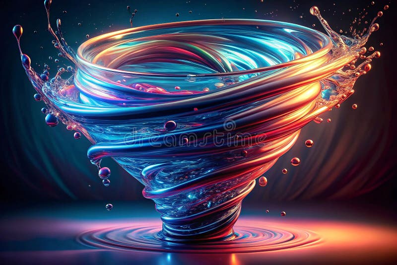 Abstract Liquid Vortex, Vibrant Colors, Splash, Dark Background Stock ...
