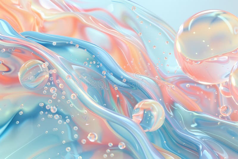 Abstract Liquid Water with Bubble Wave Texture Background. Smooth ...