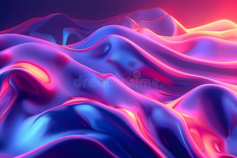 Abstract Liquid Waves Flowing Dynamically in Vibrant Pink and Blue Hues ...