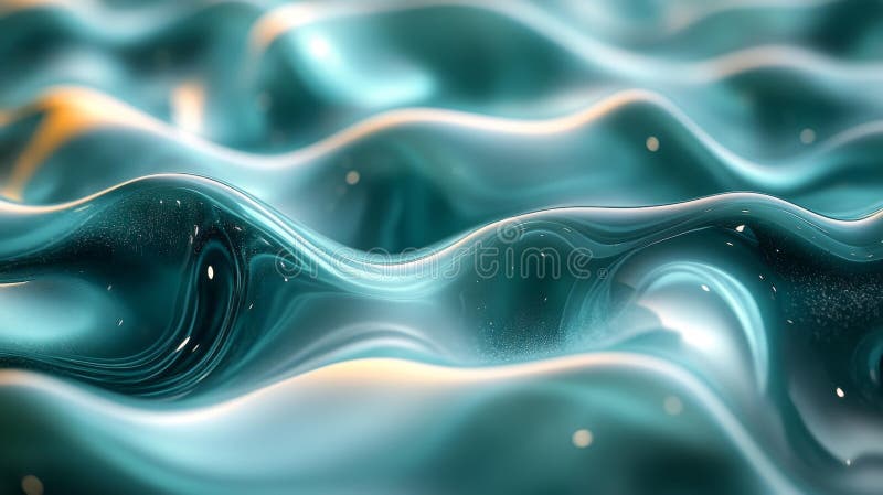 Abstract Liquid Waves in Teal Generative AI Stock Illustration ...