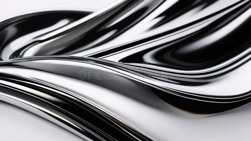 Abstract Liquid Wavy Silver Metal 3d Background, Flowing Silver ...