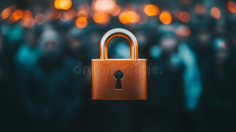 Abstract Lock Against Blurred Background with Lights Stock Illustration ...