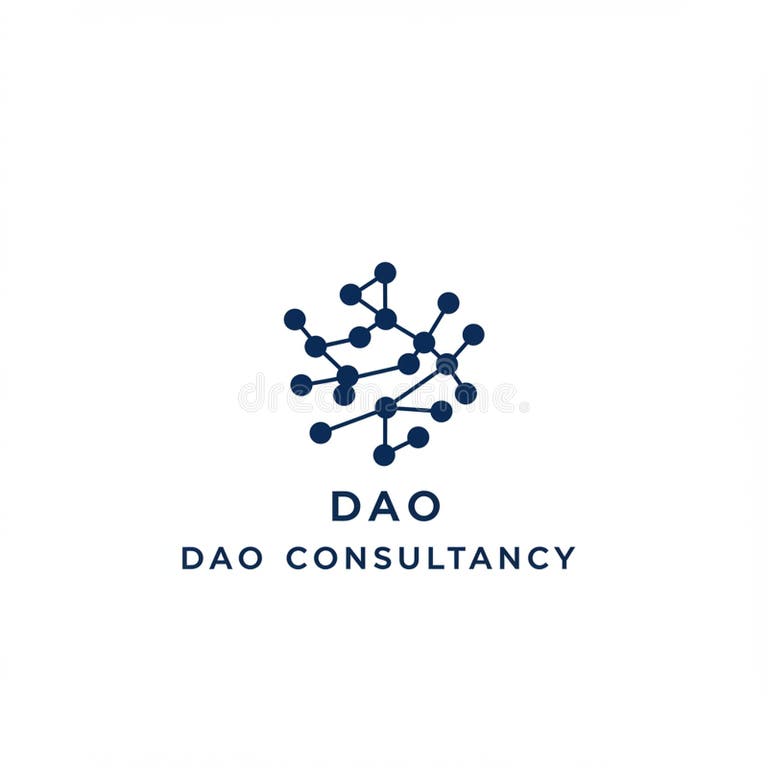 Abstract Logo Composed of Interconnected Dark Blue Circles and Lines ...