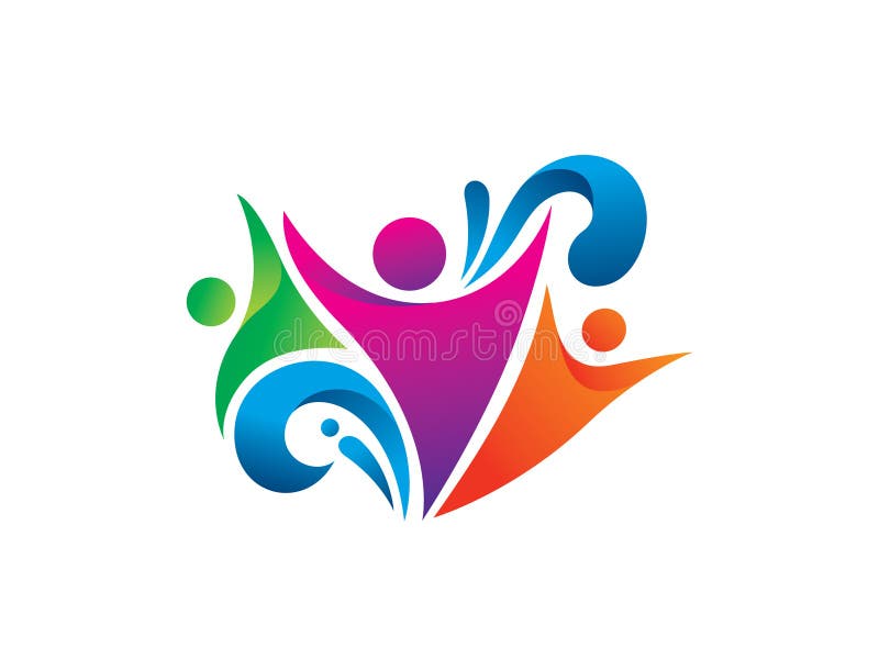 An Abstract Logo Design Depicting Three Stylized Figures Joined ...