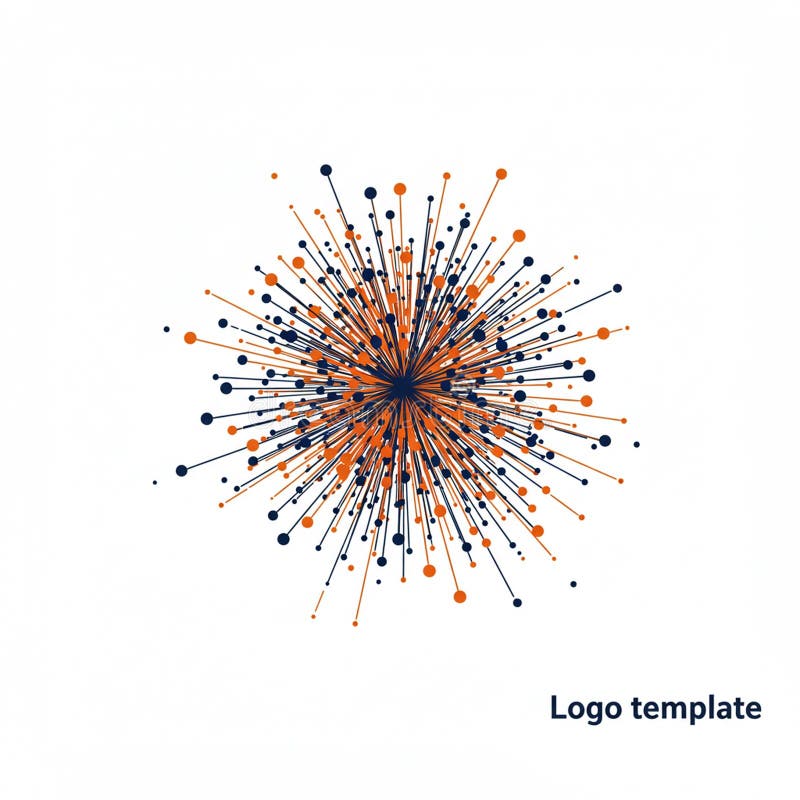 Abstract Logo Design with an Explosion of Lines and Dots Radiating from the Center. Stock ...