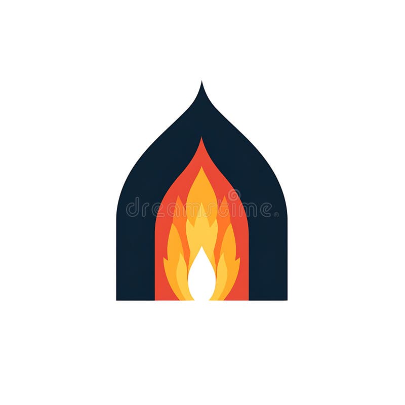 Abstract Logo Design with Flames Inside an Arch Stock Illustration ...