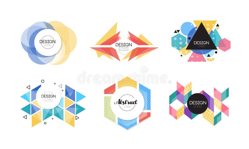 Abstract Logo Design with Geometric Shapes and Forms Vector Set Stock ...