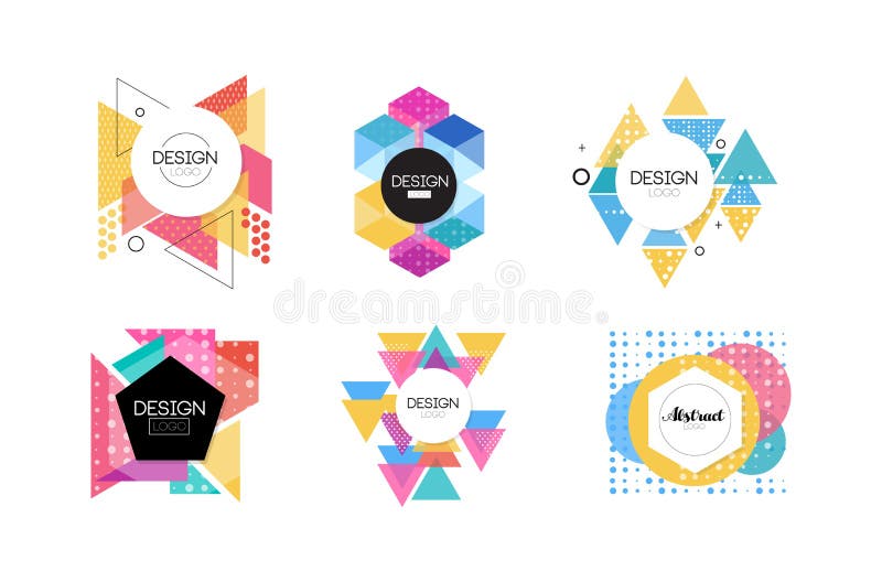 Abstract Logo Design with Geometric Shapes and Forms Vector Set Stock ...
