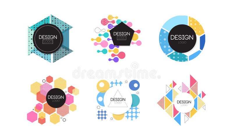 Abstract Logo Design with Geometric Shapes and Forms Vector Set Stock ...