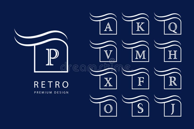Abstract Logo Design. Modern Emblems. Set of Monograms with Capital ...