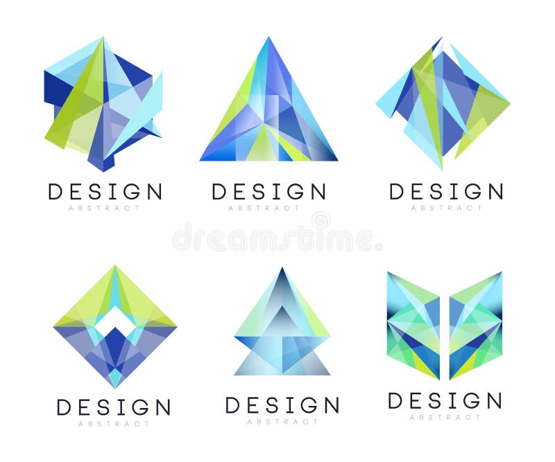 Abstract Logo Design Set. Creative Polygonal Shape Badges Vector ...