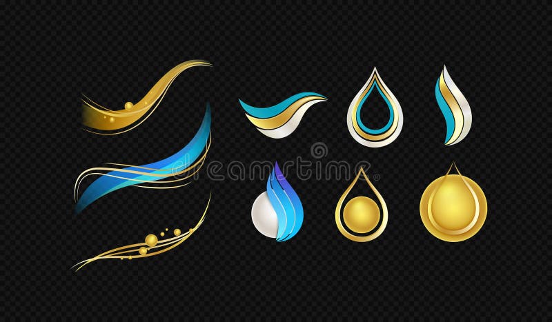 Abstract Logo Design with Waves and Drops. Vector Elements for ...
