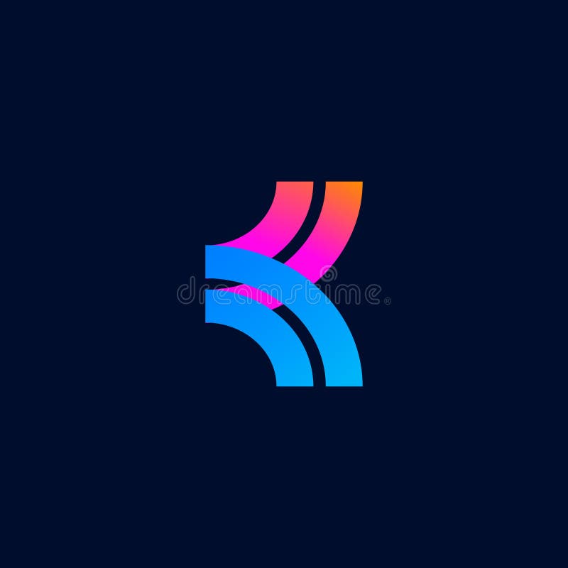 Abstract Letter K Logo Features a Stylized Design on a Dark Blue ...
