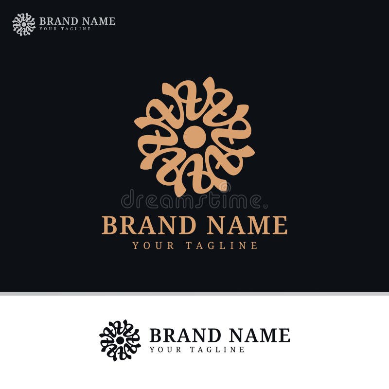 Abstract Logo Featuring Calligraphic Elements in a Radial Design Stock ...