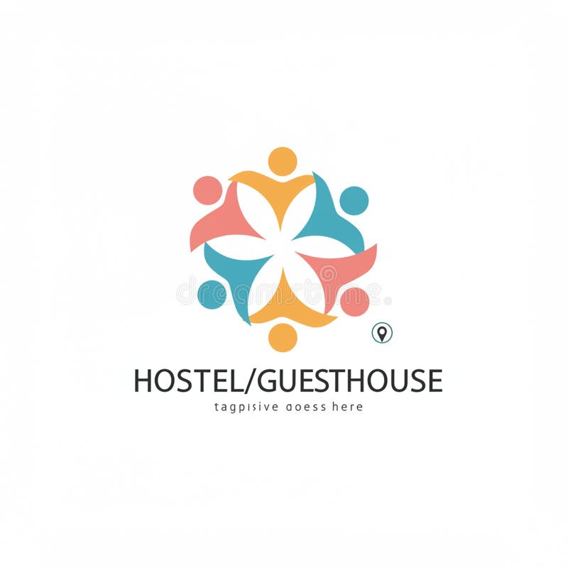 Abstract Logo Featuring Four Stylized Human Figures Holding Hands in a ...