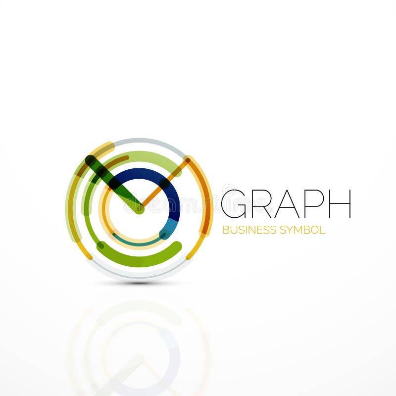 Linear Graph and Chart Abstract Logo Set, Connected Multicolored Line ...