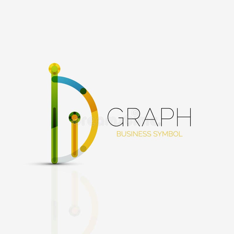 Linear Graph and Chart Abstract Logo Set, Connected Multicolored Line ...