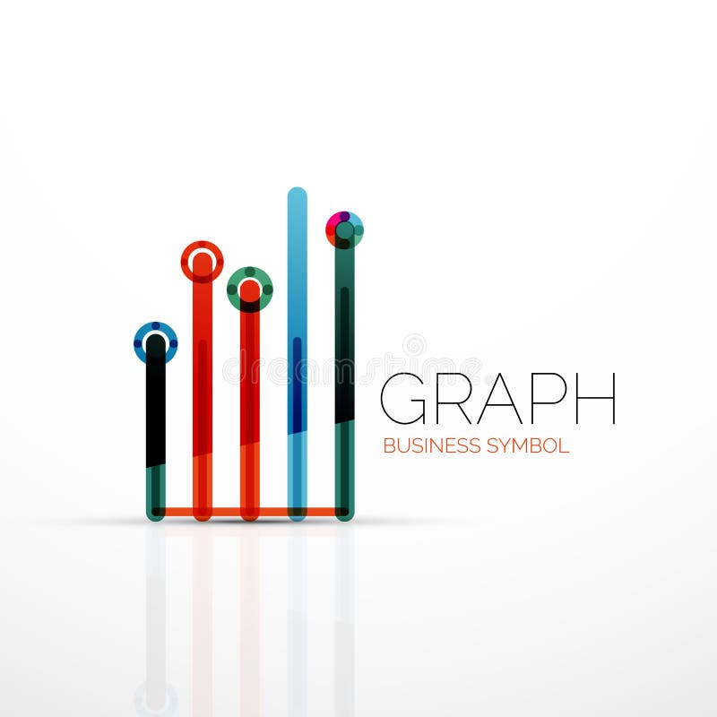 Linear Graph and Chart Abstract Logo Set, Connected Multicolored Line ...
