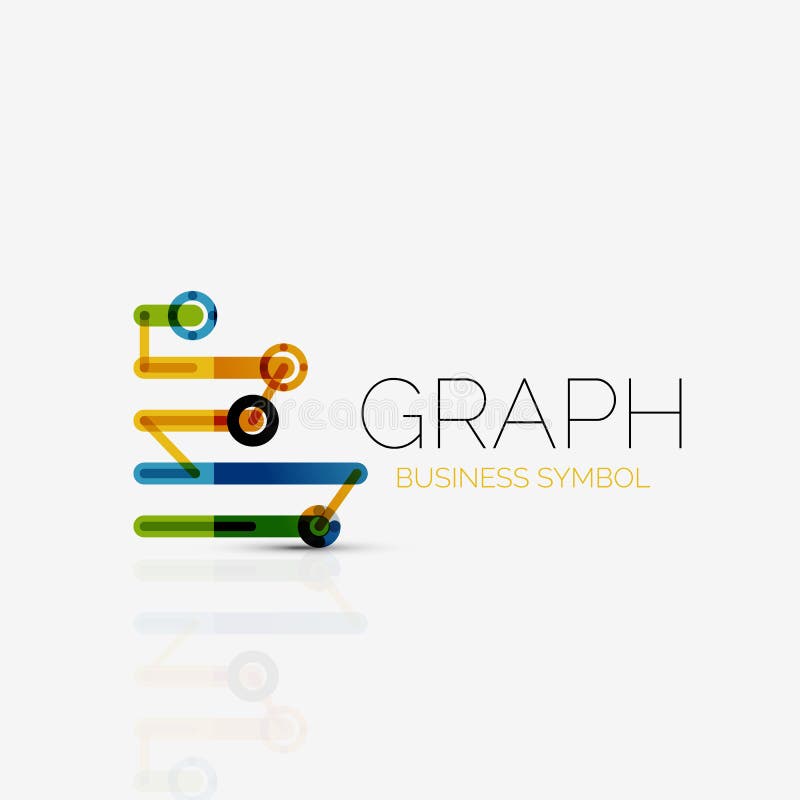 Linear Graph and Chart Abstract Logo Set, Connected Multicolored Line ...