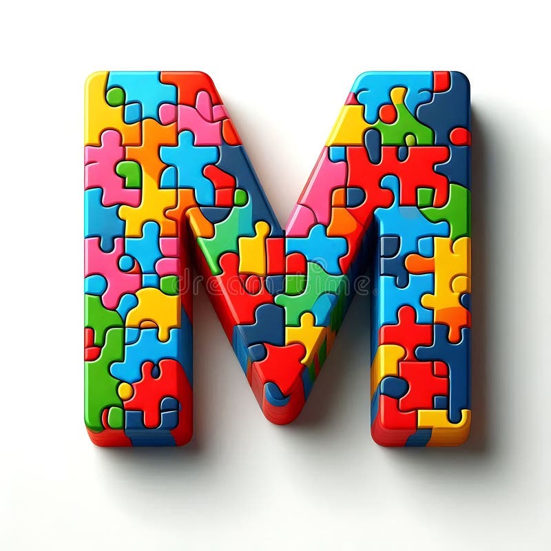 Abstract Logo of Letter M from Colored Puzzles Stock Illustration ...