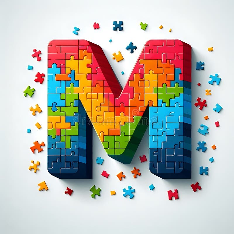 Abstract Logo of Letter M from Colored Puzzles Stock Illustration ...