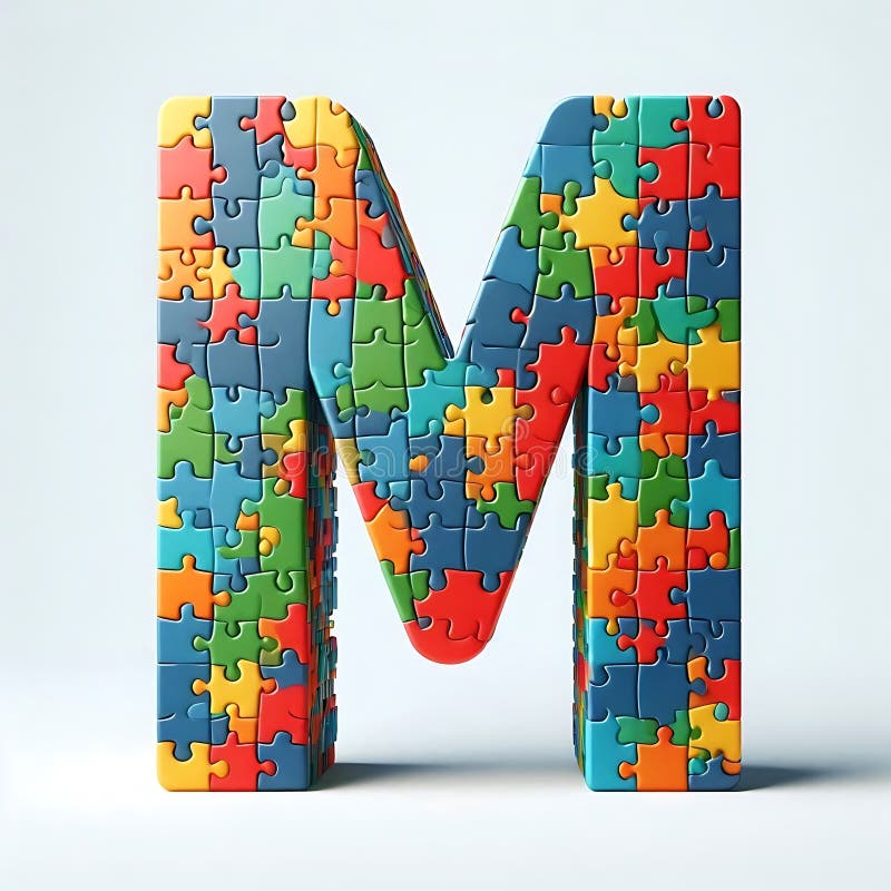 Abstract Logo of Letter M from Colored Puzzles Stock Illustration ...