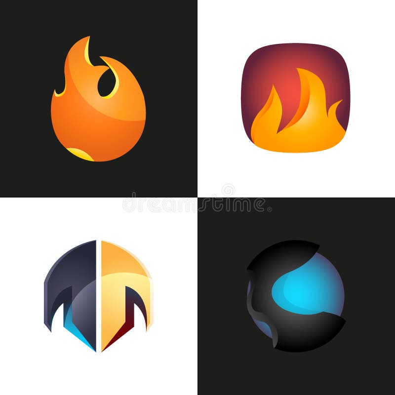 Abstract Logo Set. Creative, Digital Abstract Colorful Icons Stock ...