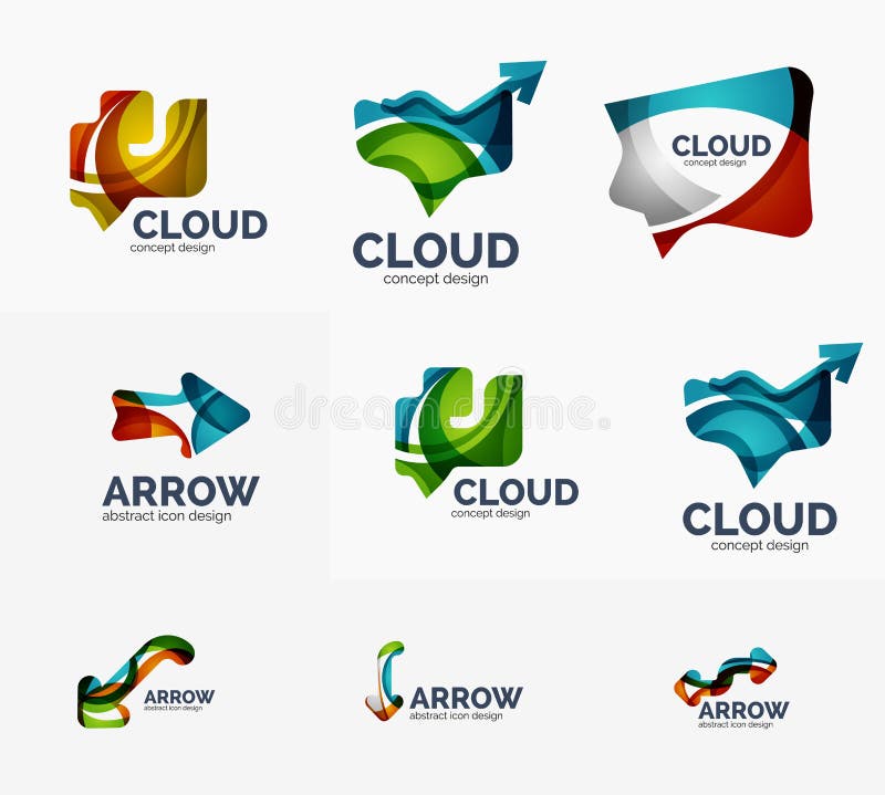 Abstract Logo Set, Geometric Transparent Shapes Stock Vector ...