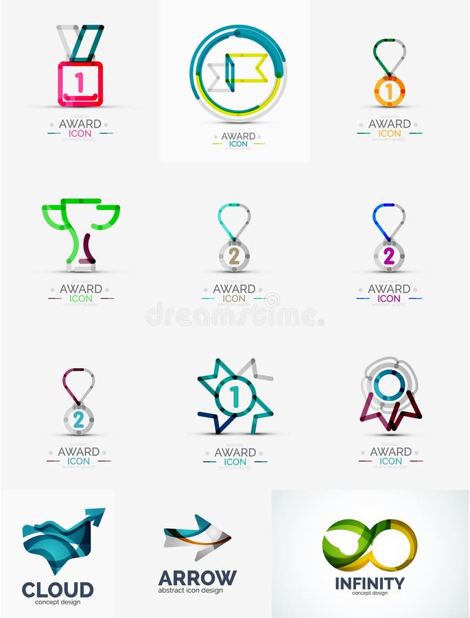 Abstract Logo Set, Geometric Transparent Shapes Stock Vector ...