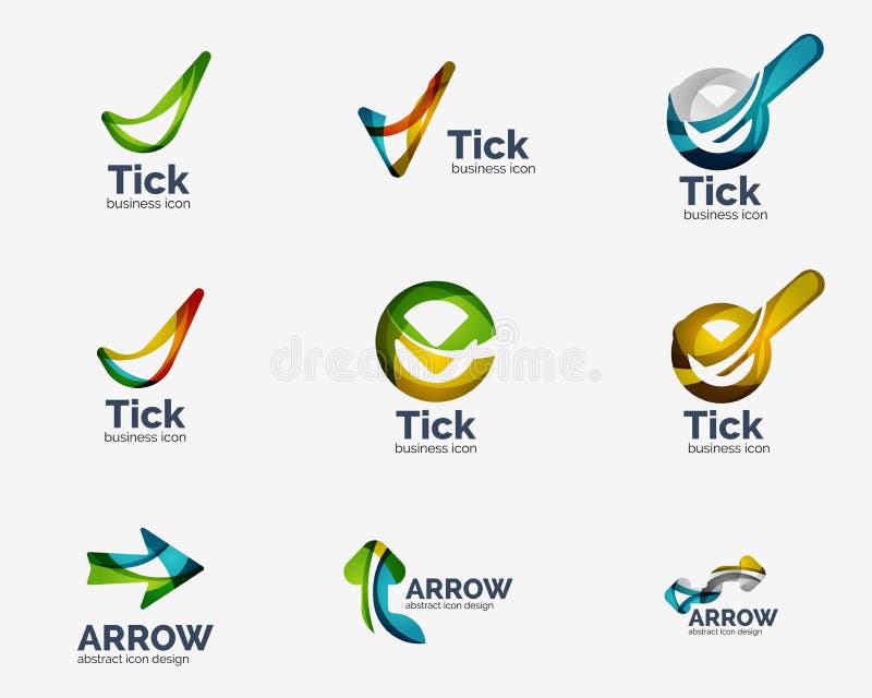 Abstract Logo Set, Geometric Transparent Shapes Stock Vector ...