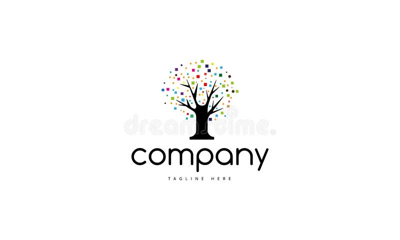 An Abstract Logo of a Tree, the Leaves of Which are Made in the Form of ...