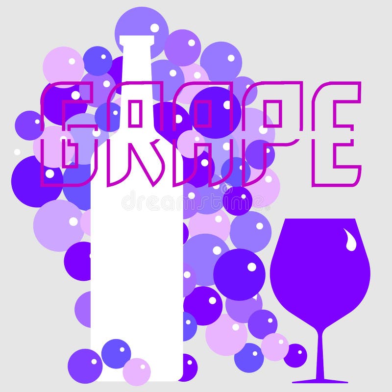 Abstract Logo of Wine for the Menu from Silhouettes of Grapes Bottles ...