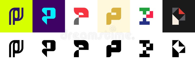 Abstract Logos Collection with Letter P Stock Vector - Illustration of ...