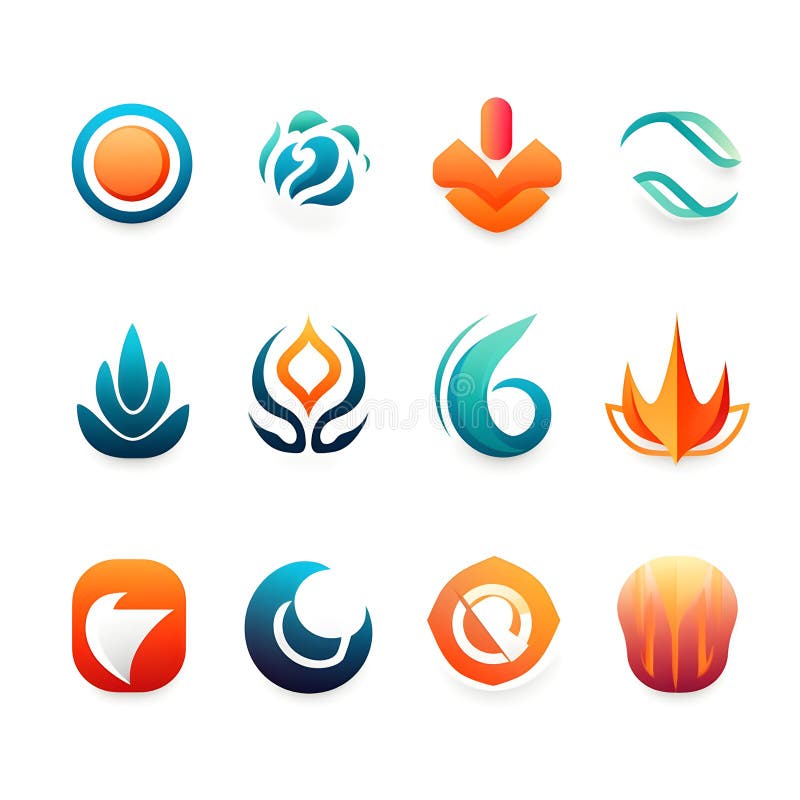 Abstract Logos of Creativity. AI Generated Stock Illustration ...