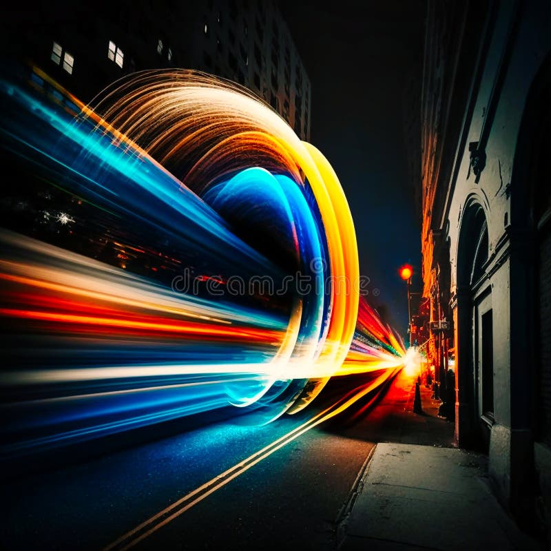 Abstract Long Exposure Dynamic Speed Light Trails, Generative AI Stock ...
