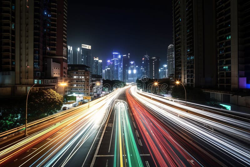 Abstract Long Exposure Dynamic Speed Light Trails in Urban Environment ...