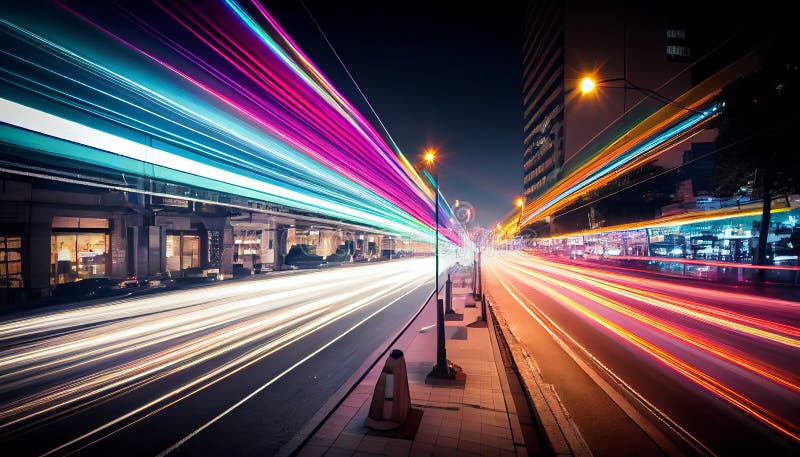 Abstract Long Exposure Dynamic Speed Light Trails in an Urban ...