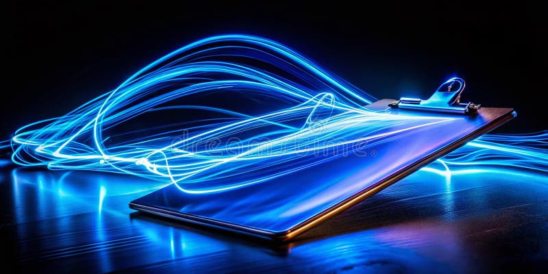 Abstract Long Exposure Photography Glowing Blue Clipboard a Mystical ...