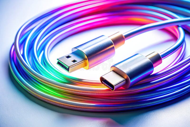 Abstract Long Exposure Photography of USB TypeA and TypeC Cables a ...